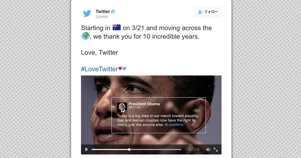 Twitter's 10th Anniversary: Conveying Gratitude to Users in 140 Characters